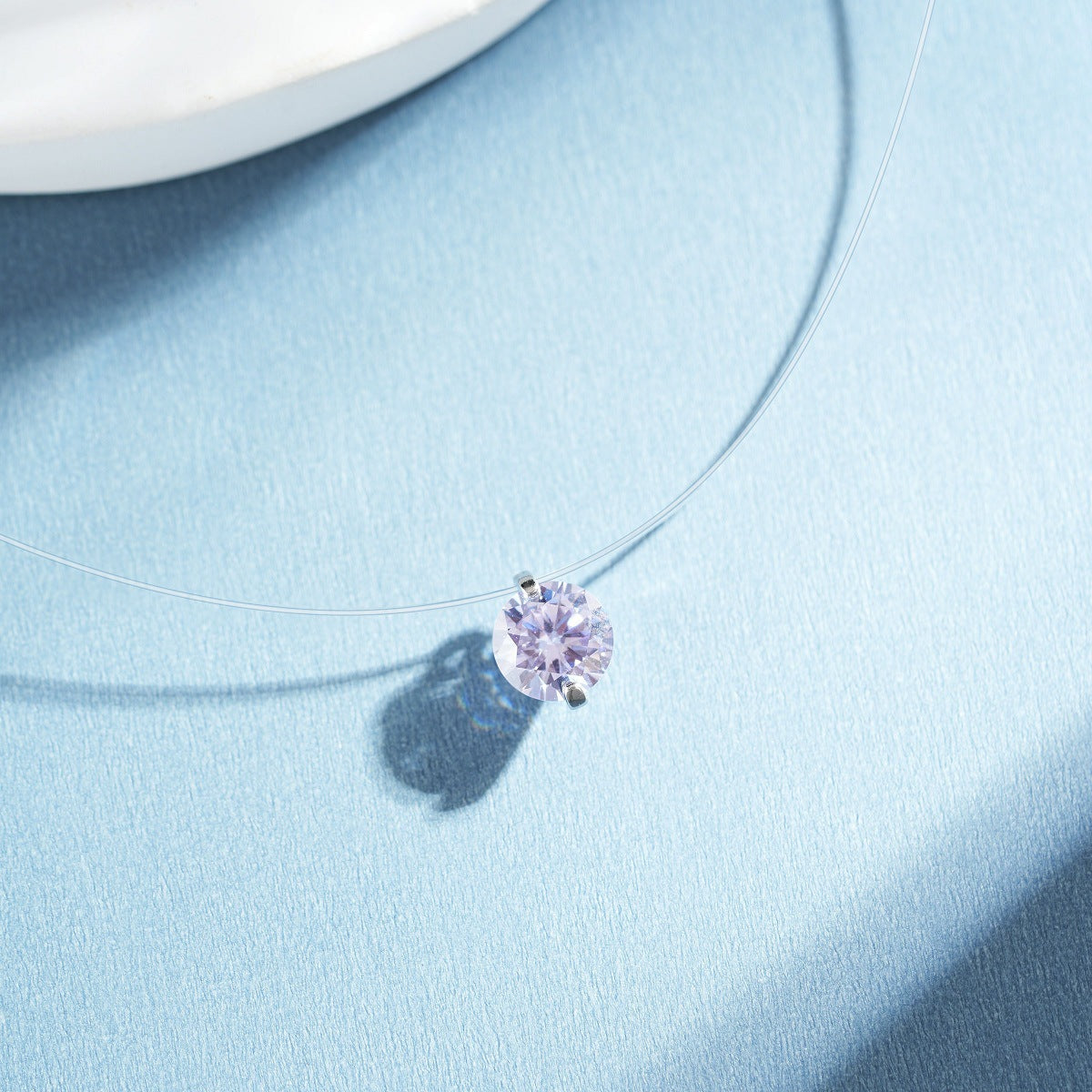 Aquamarine Necklace – Sterling Silver Fish Line – TeenyTrove